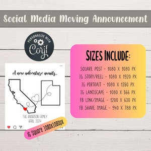 Editable Social Media Moving Announcement, State to State Move, PCS ...