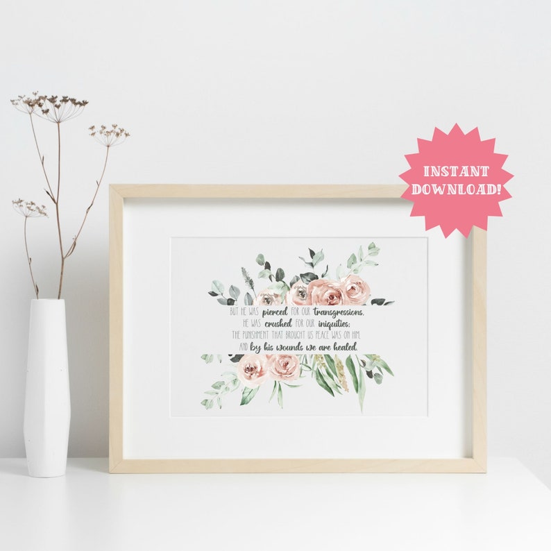 Isaiah 53:5 Wall Art, Printable Christian Wall Art, Instant Download - Etsy