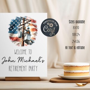 Editable Lineman Retirement Party Sign - Etsy