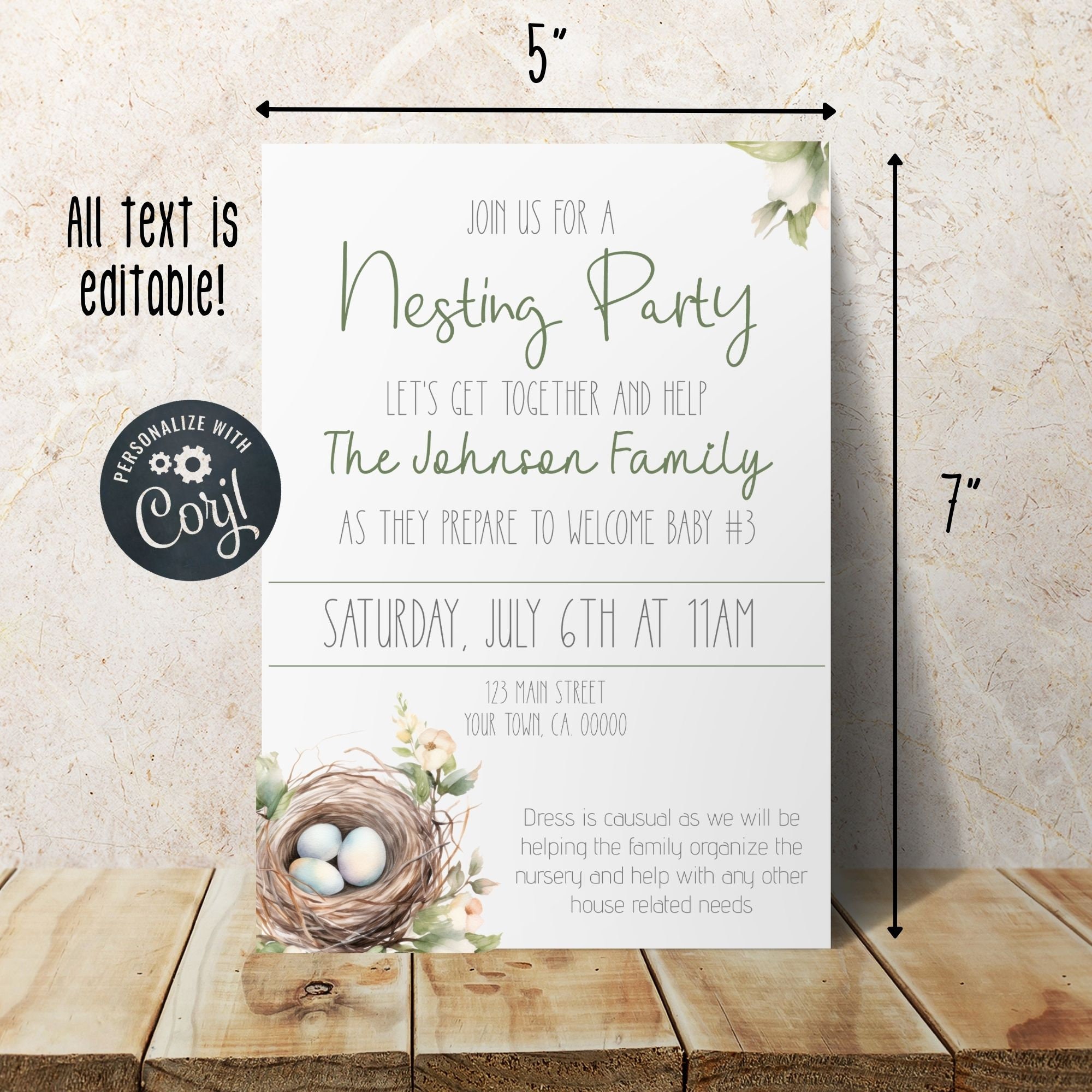 Editable Nesting Party Invitation Template - Etsy