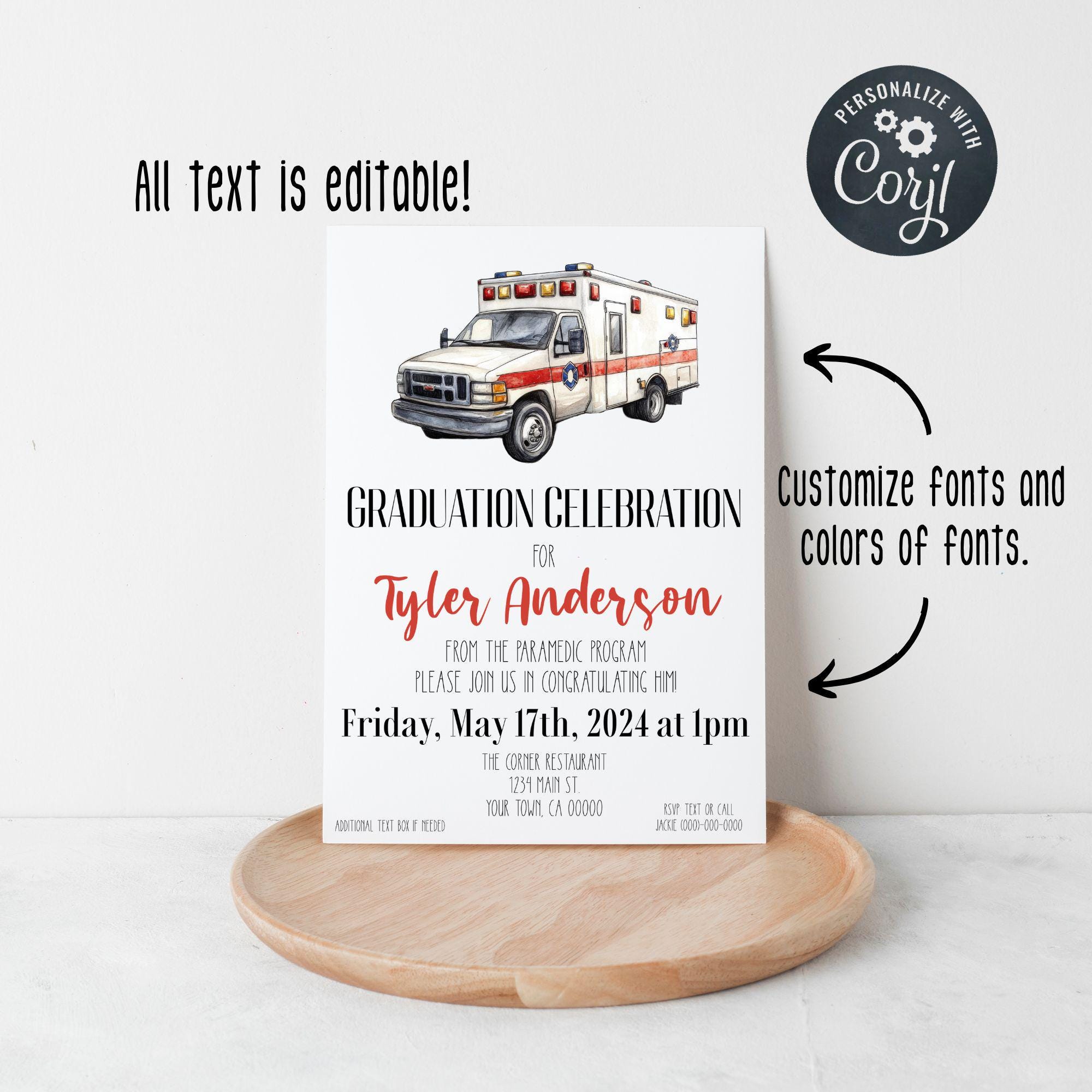 Editable Paramedic School Graduation Party Invitation - Etsy