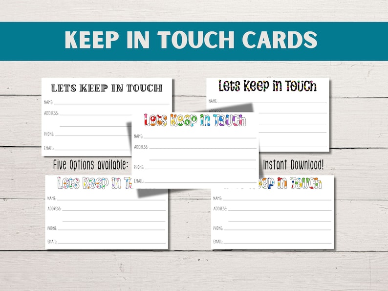 Printable Keep in Touch Cards, End of the School Year Party, Moving ...