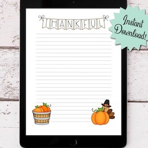 Printable Lined Stationery, Thanksgiving Themed Stationery, Kids ...