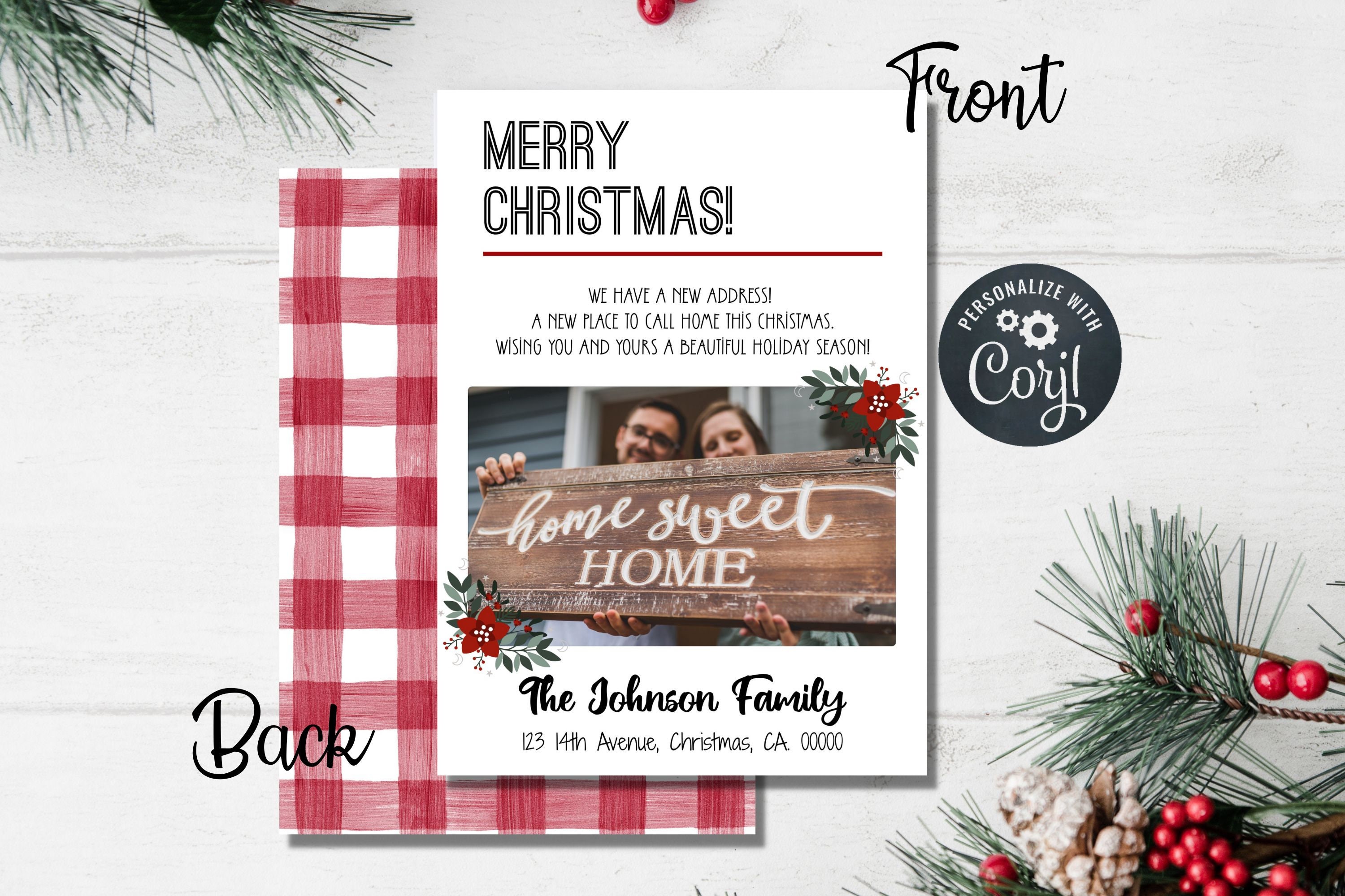 Editable Christmas New Address Photo Card - Etsy