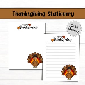 Printable Lined Stationery, Thanksgiving Themed Stationery, Kids ...