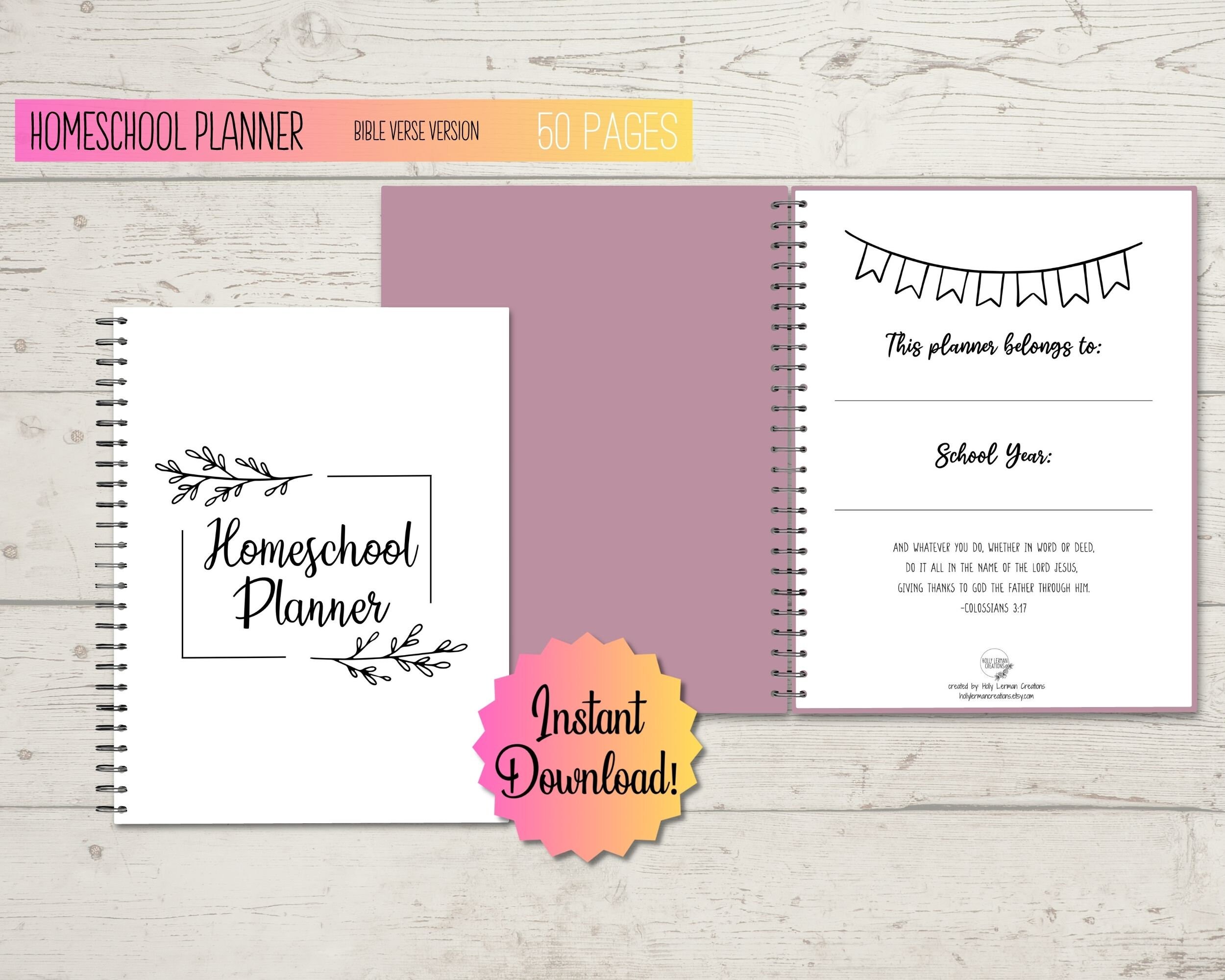 Homeschool Printable Planner Undated Digital Homeschool - Etsy