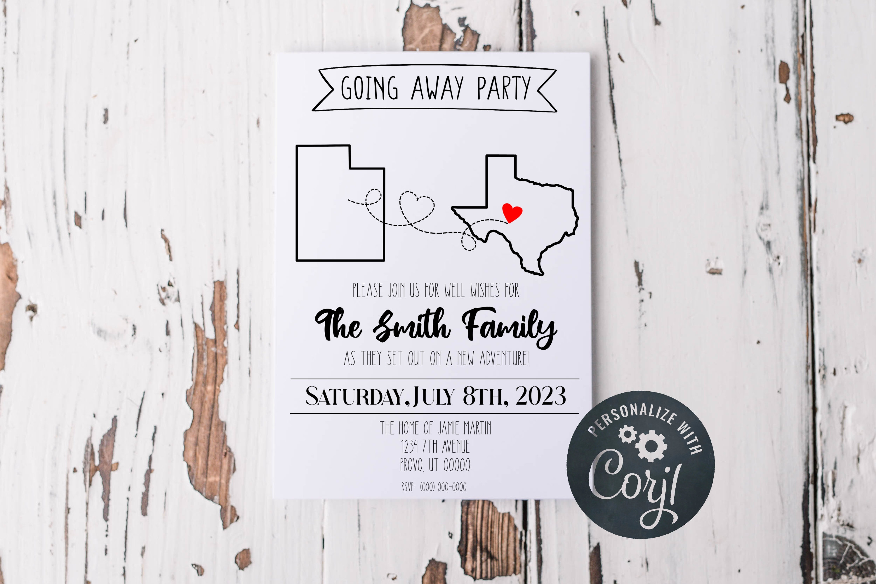 Editable Going Away Party Invitation, Moving Out of State, Military ...
