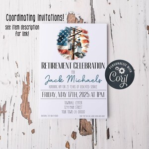 Editable Lineman Retirement Party Sign - Etsy