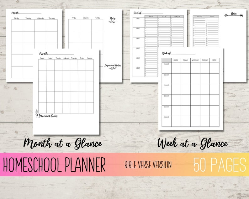 Homeschool Printable Planner Undated Digital Homeschool - Etsy
