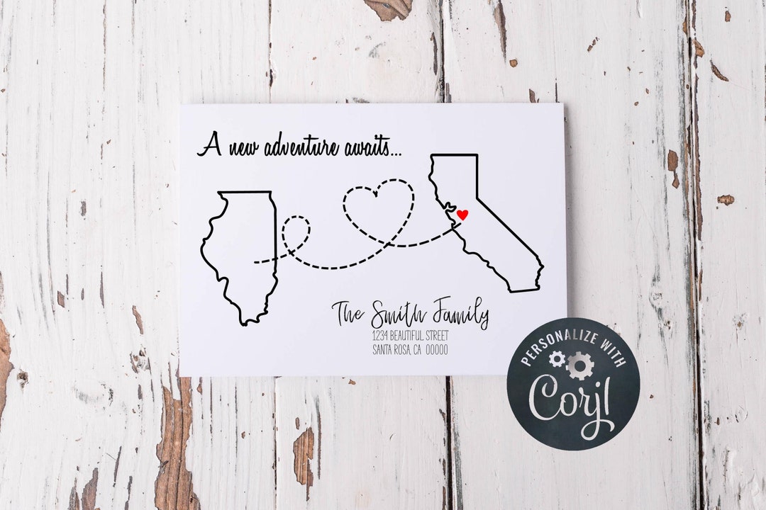 Editable New Address Announcement Postcard, State-to-state Move, Print ...