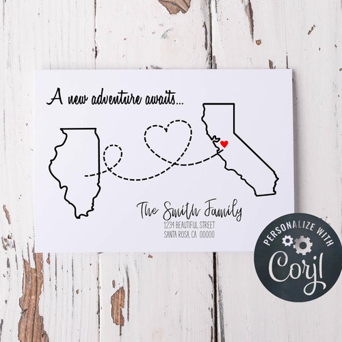 Editable New Address Announcement Postcard State-to-state - Etsy