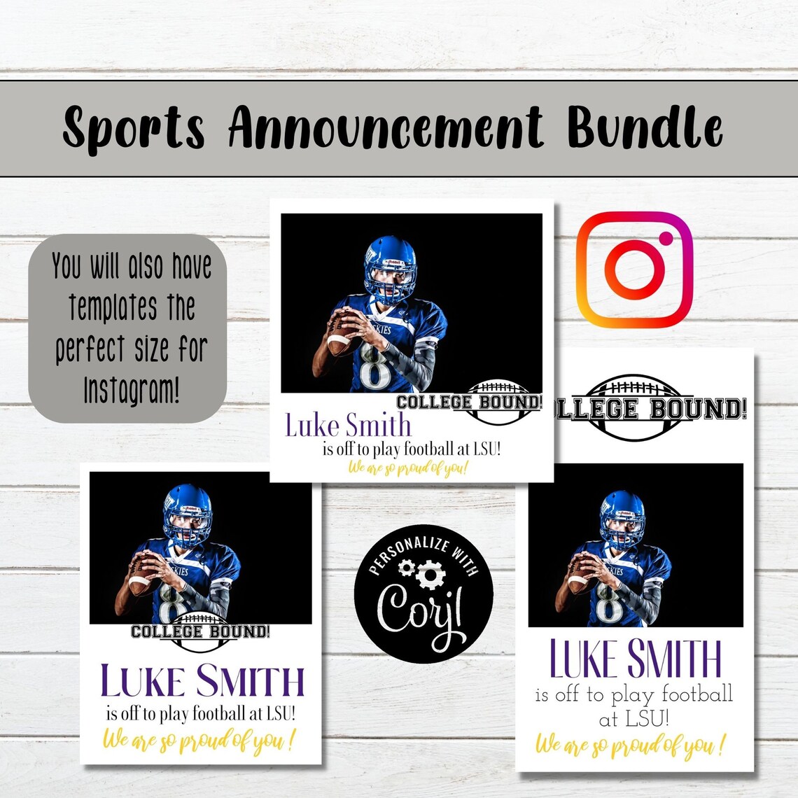 Editable College Decision Announcement, Sports Acceptance, Football ...