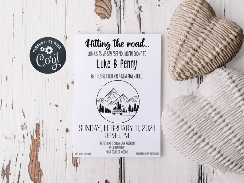 Editable Going Away Party Invitation, Bon Voyage, Hitting the Road ...