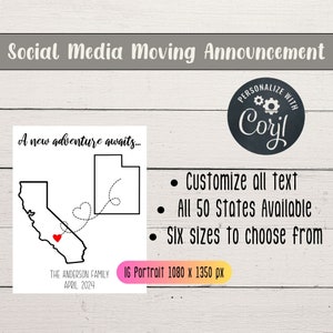 Editable Social Media Moving Announcement, State to State Move, PCS ...