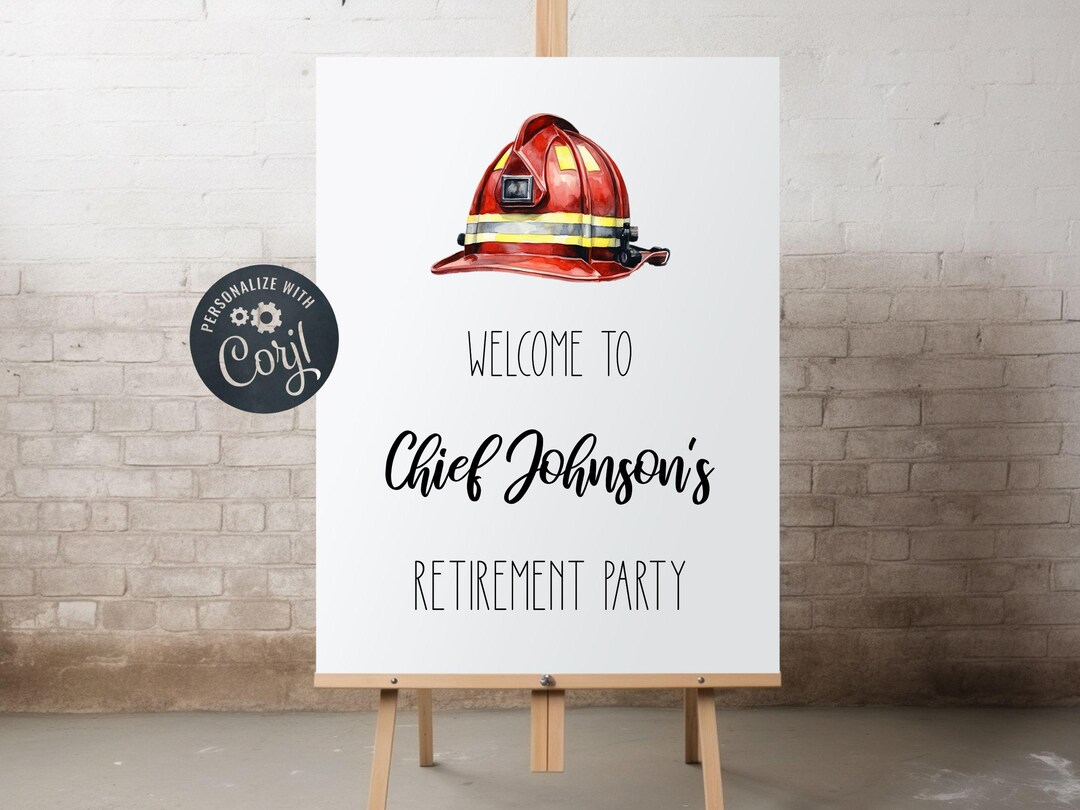 Editable Firefighter Retirement Party Welcome Sign - Etsy