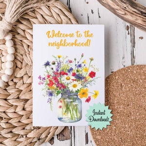 Welcome to the Neighborhood Printable Card, Housewarming Greeting Card ...