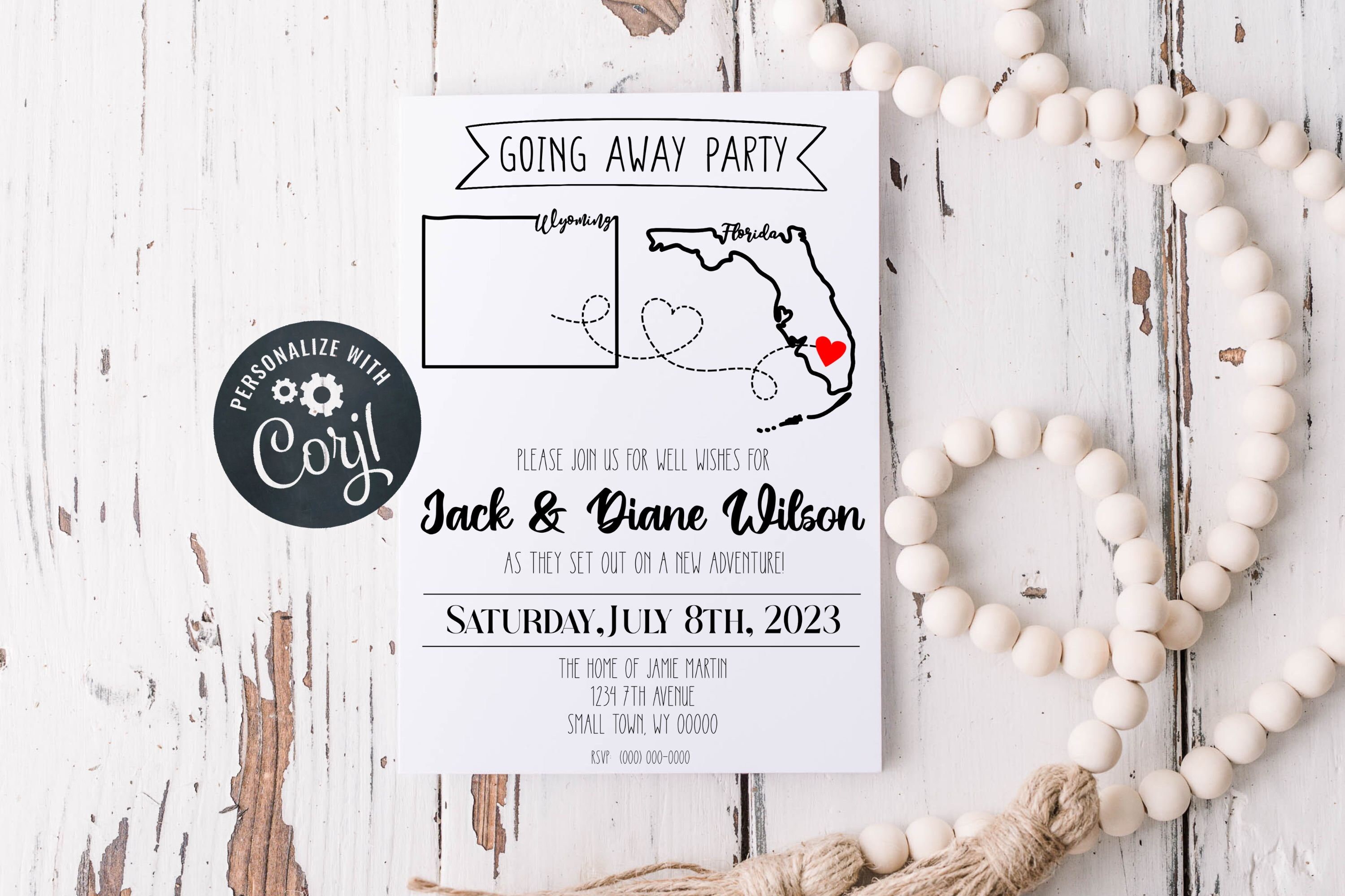 Editable Going Away Party Invitation, Moving Out of State, Military ...