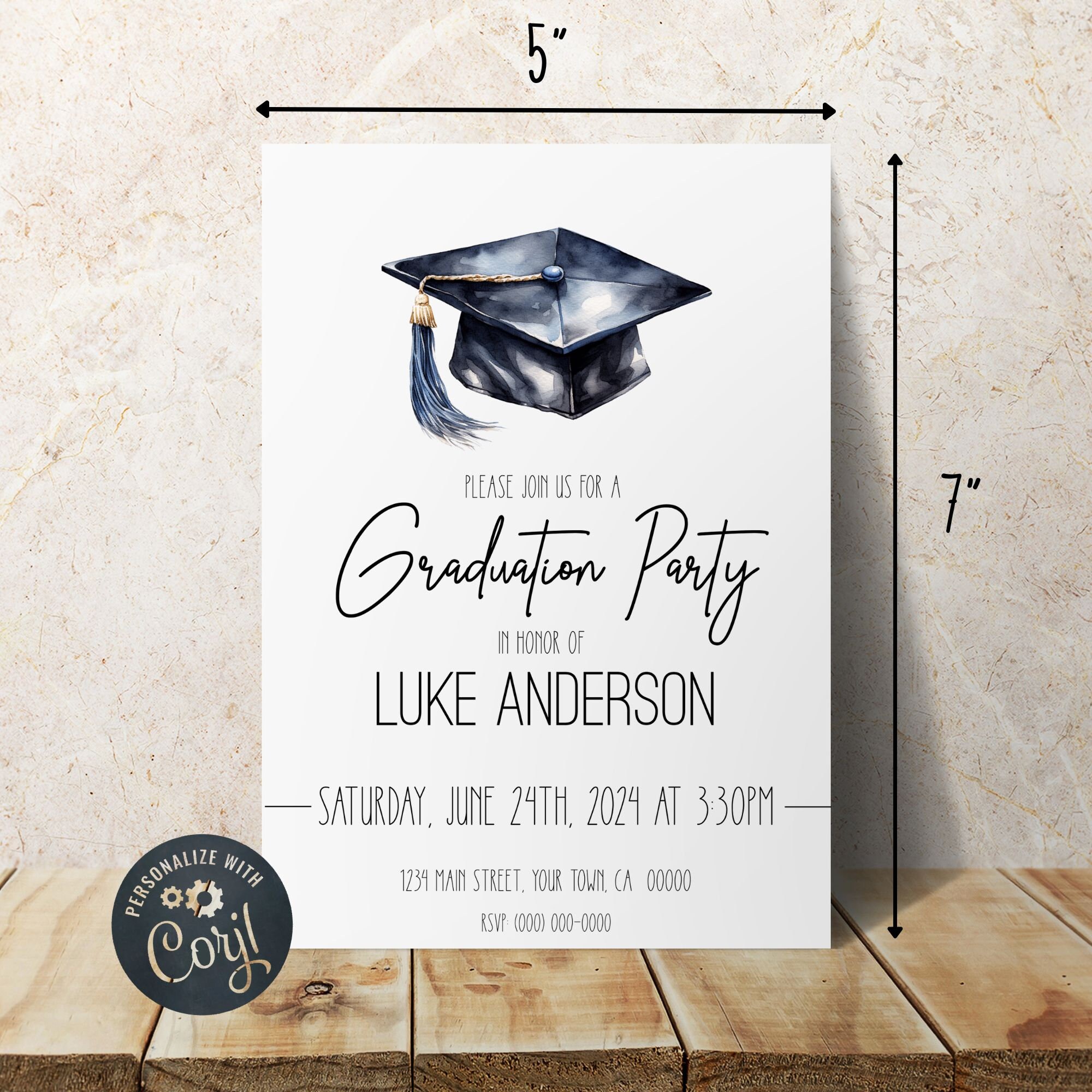 Graduation Party Invitation Template Editable, Graduation Insert - Etsy