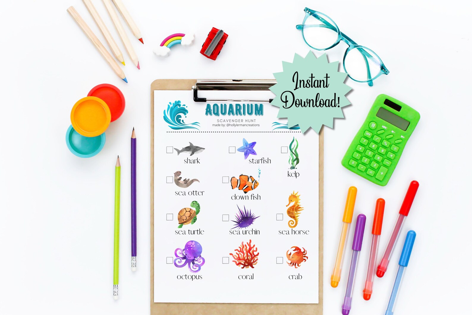 Kids Scavenger Hunt Aquarium Printable With Words Without - Etsy