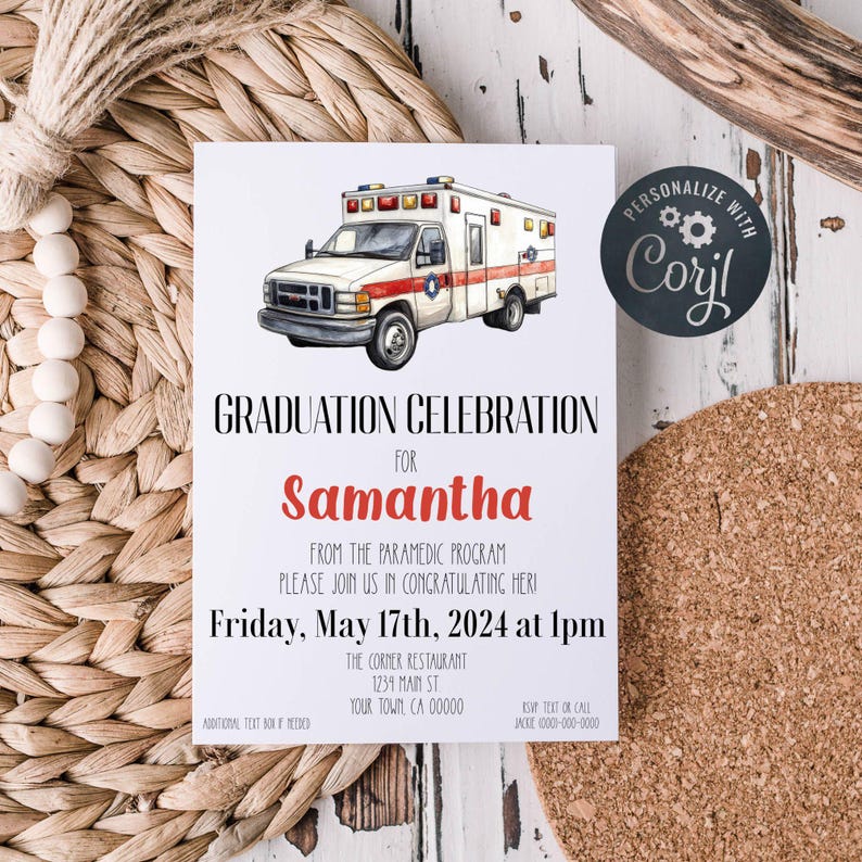 Editable Paramedic School Graduation Party Invitation - Etsy