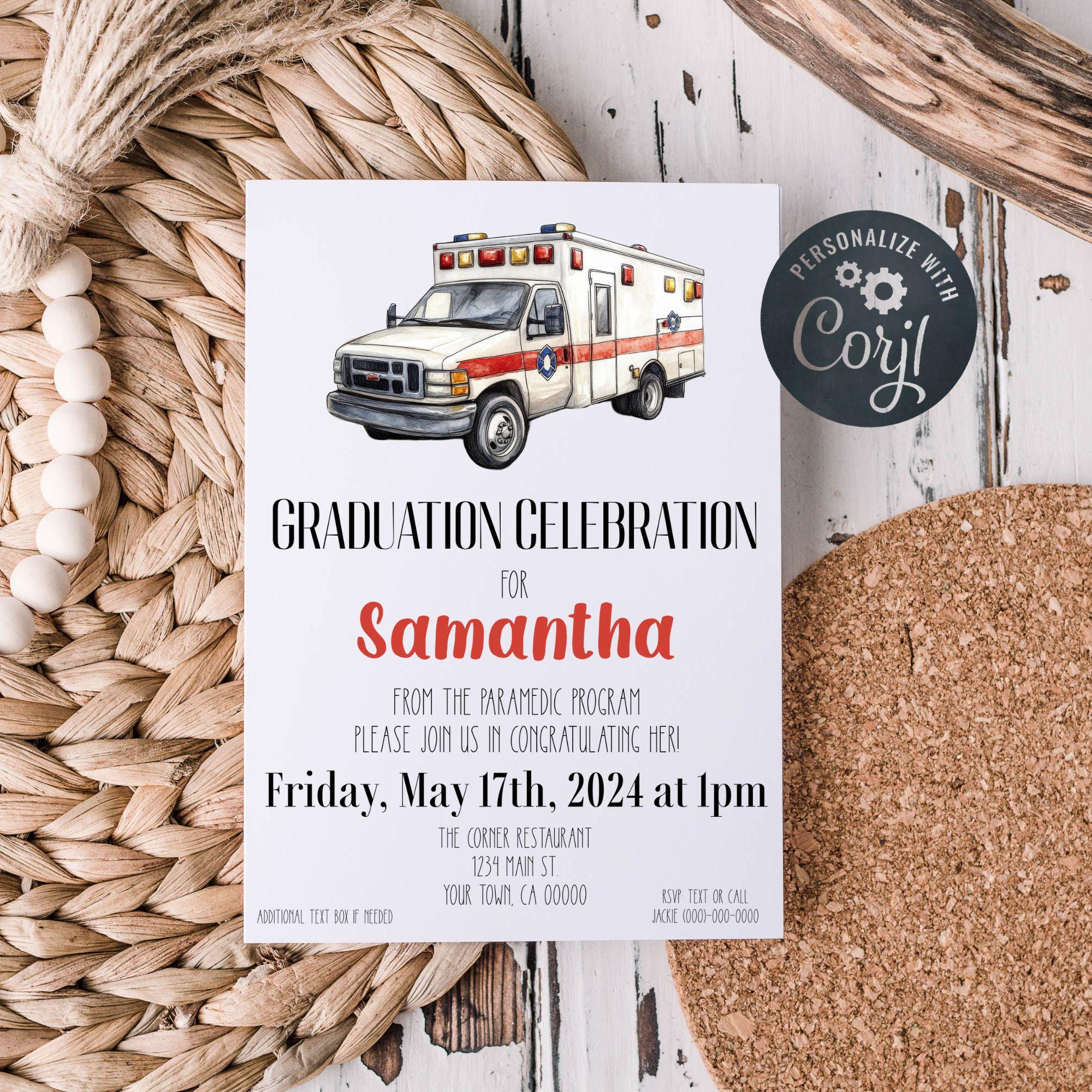 Editable Paramedic School Graduation Party Invitation - Etsy