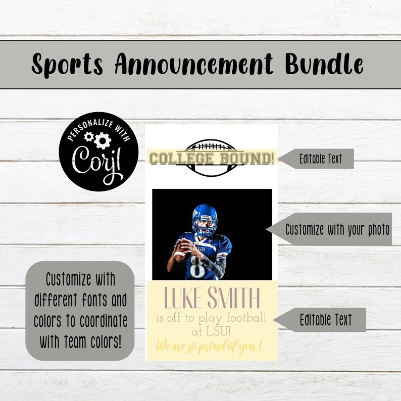 Editable College Decision Announcement, Sports Acceptance, Football ...