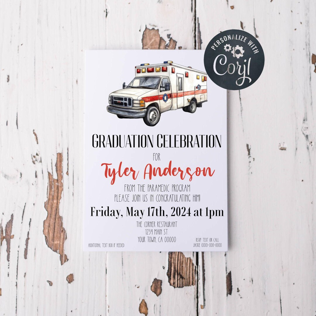 Editable Paramedic School Graduation Party Invitation - Etsy