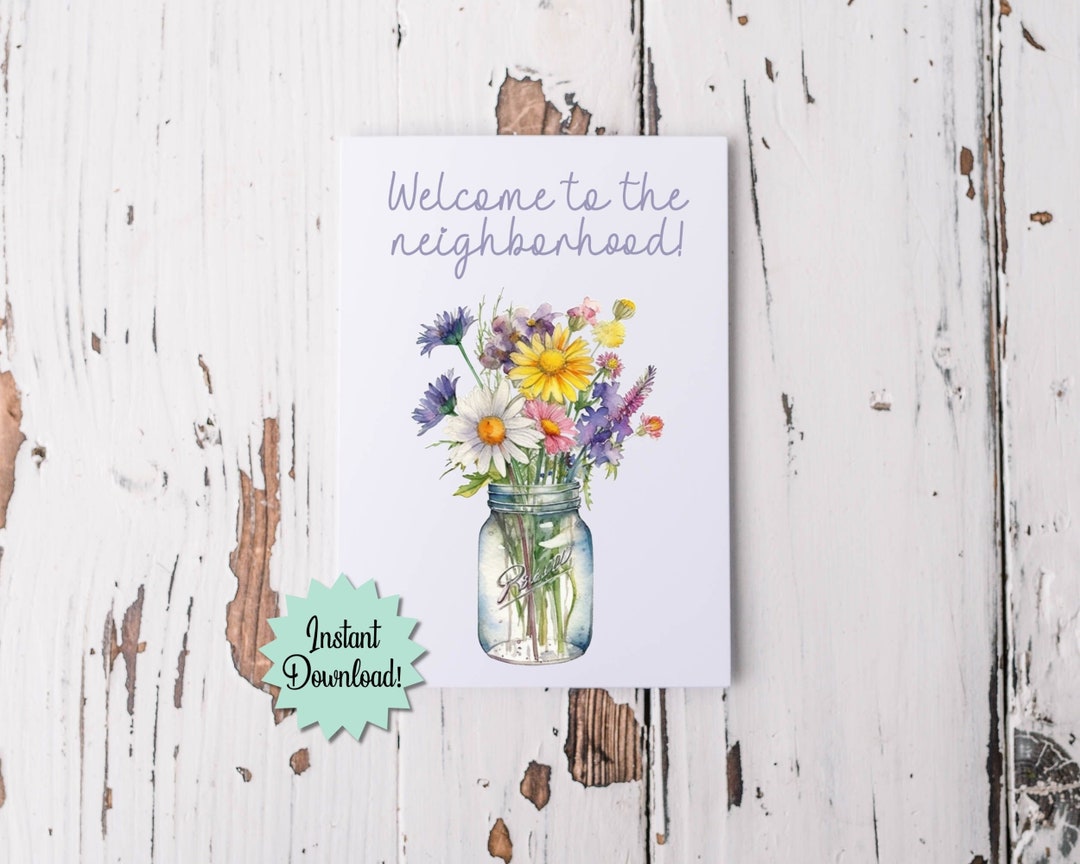 Welcome to the Neighborhood Printable Card, Housewarming Greeting Card ...
