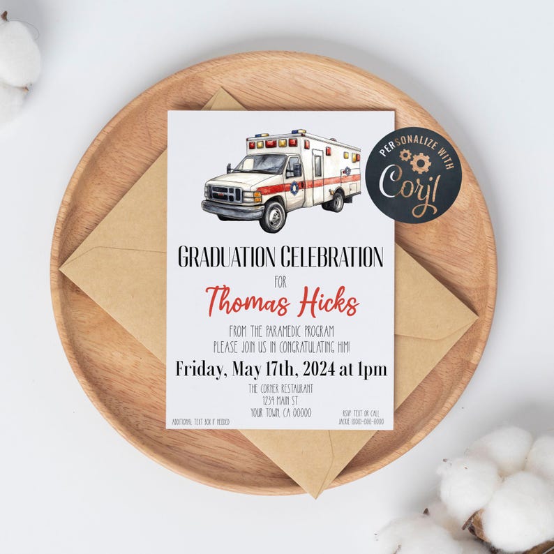 Editable Paramedic School Graduation Party Invitation - Etsy