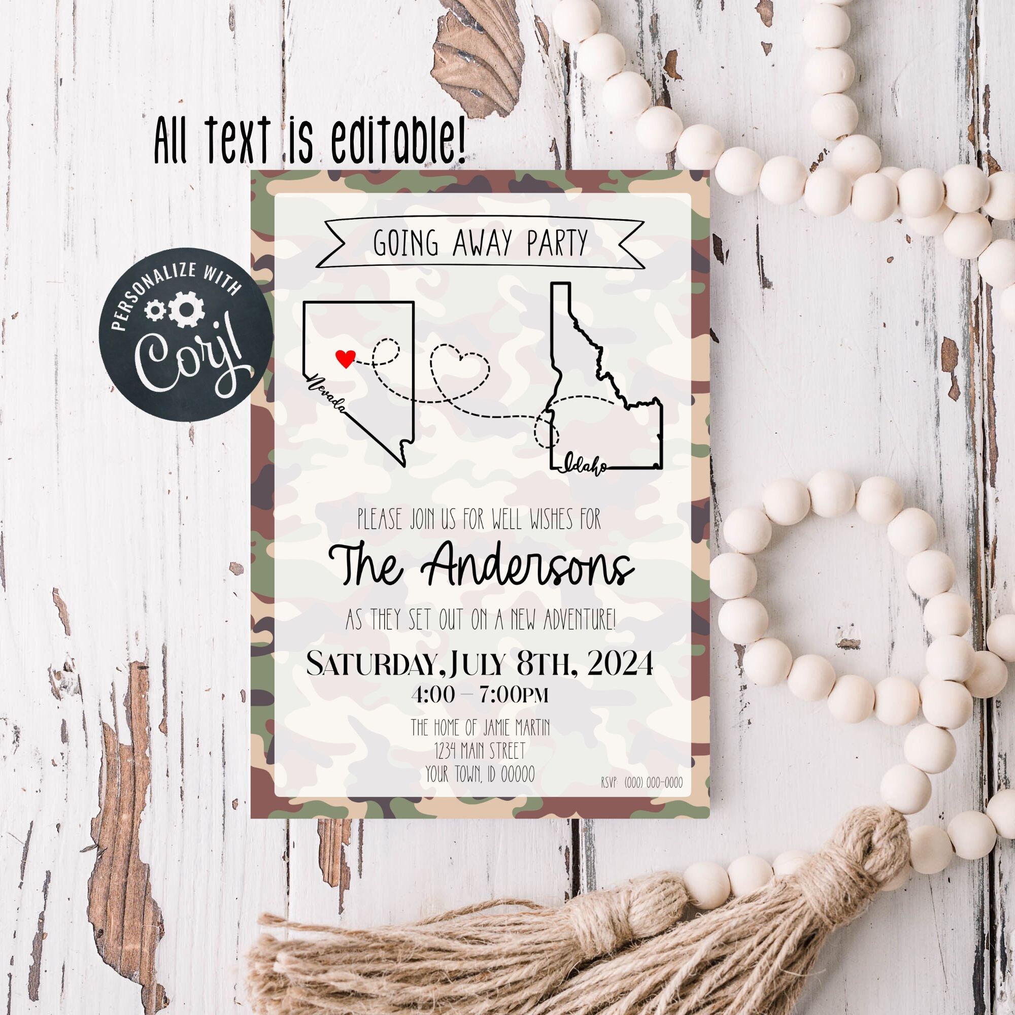 Editable Going Away Party Invitation, Military Move, PCS Announcement ...
