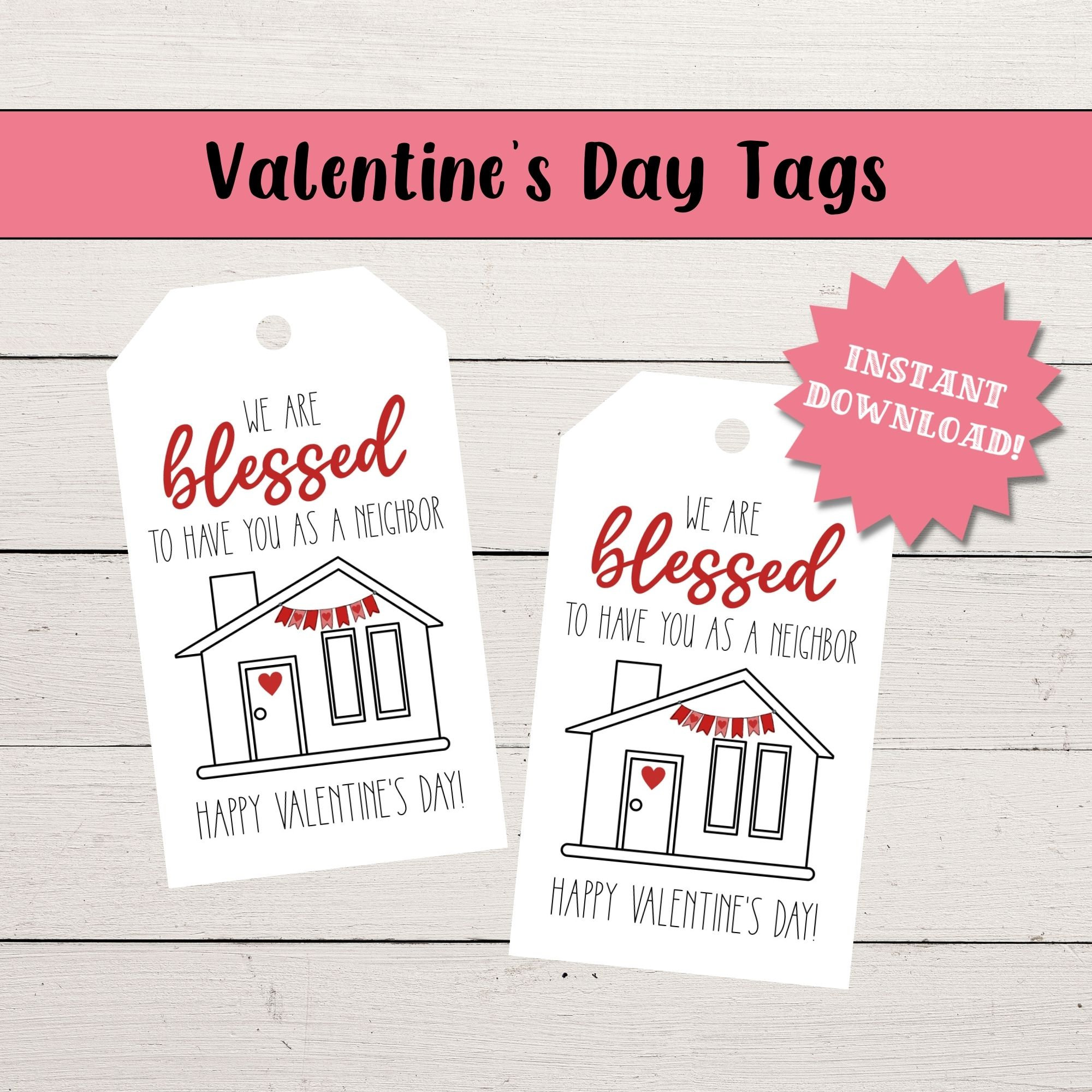 Valentine's Day Neighbor Gift Tag, Printable Gift Tag, Neighbor Gift ...