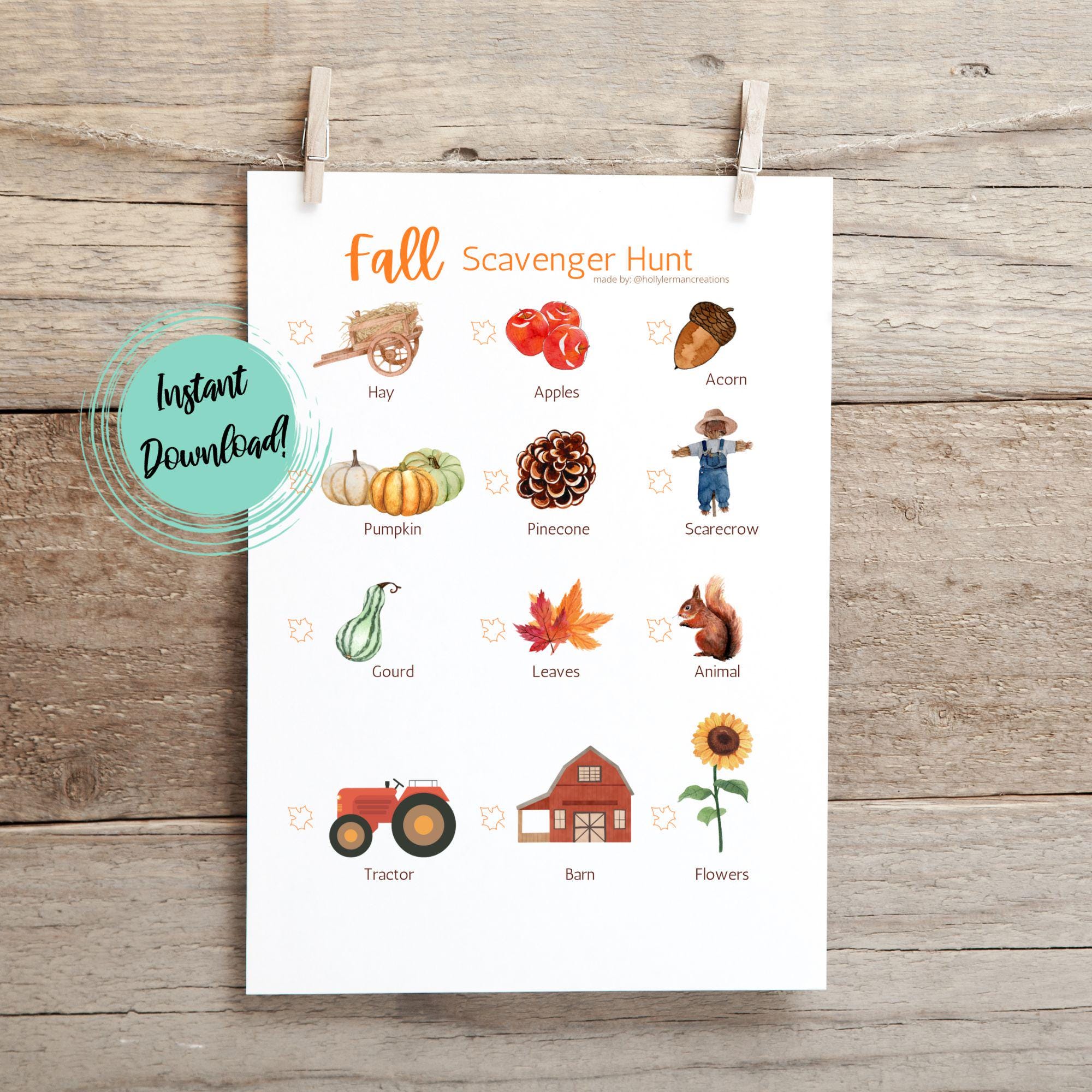 Kids Scavenger Hunt Printable | Fall, Pumpkin Patch - Etsy