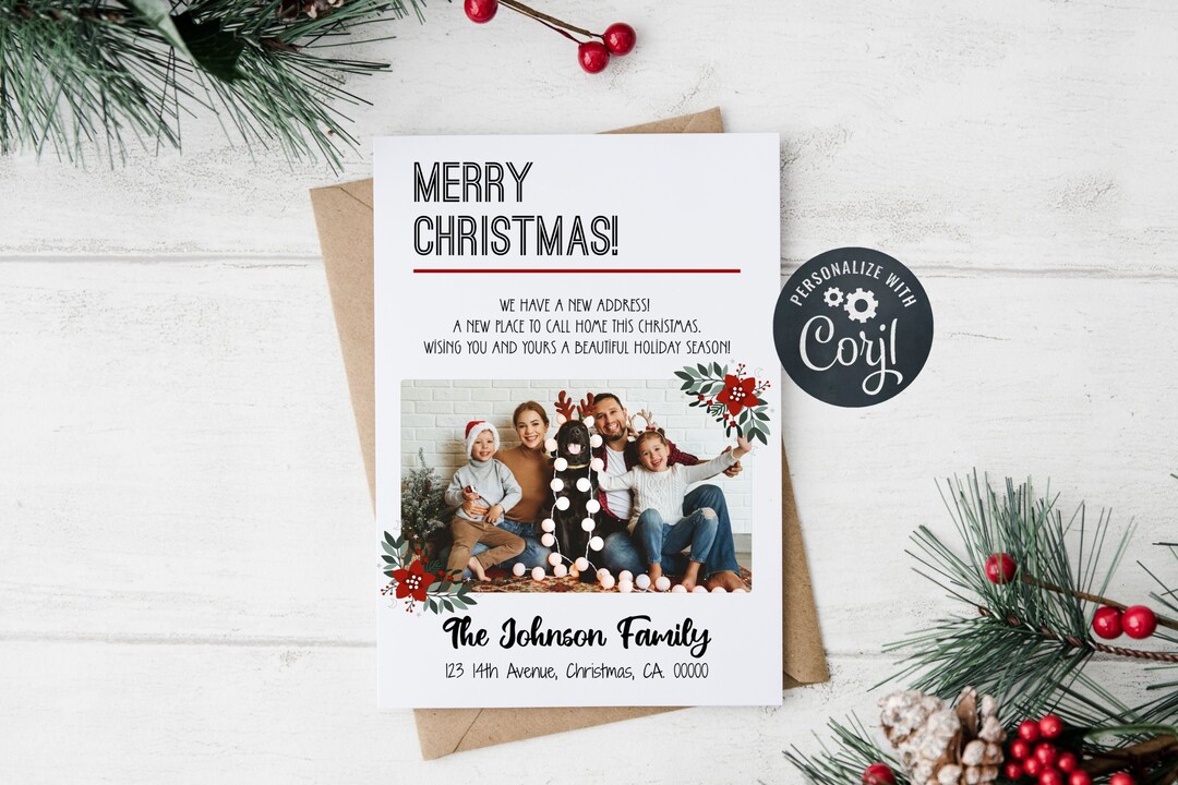 Editable Christmas New Address Photo Card - Etsy