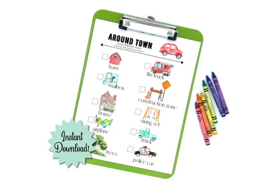 Printable Kids Scavenger Hunt Around Town With and Without - Etsy