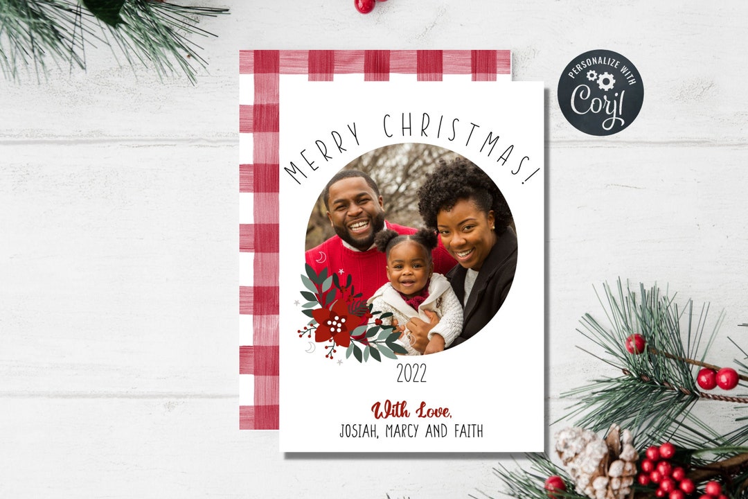 Editable Christmas Photo Card, Custom Family Christmas Card, Digital ...