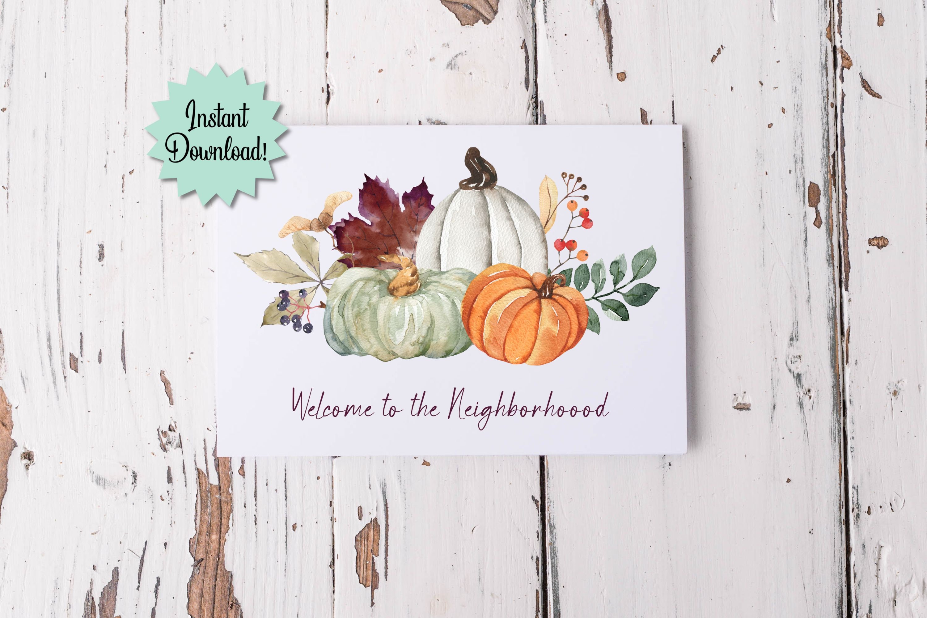 Welcome to the Neighborhood Printable Card, Housewarming Greeting Card ...
