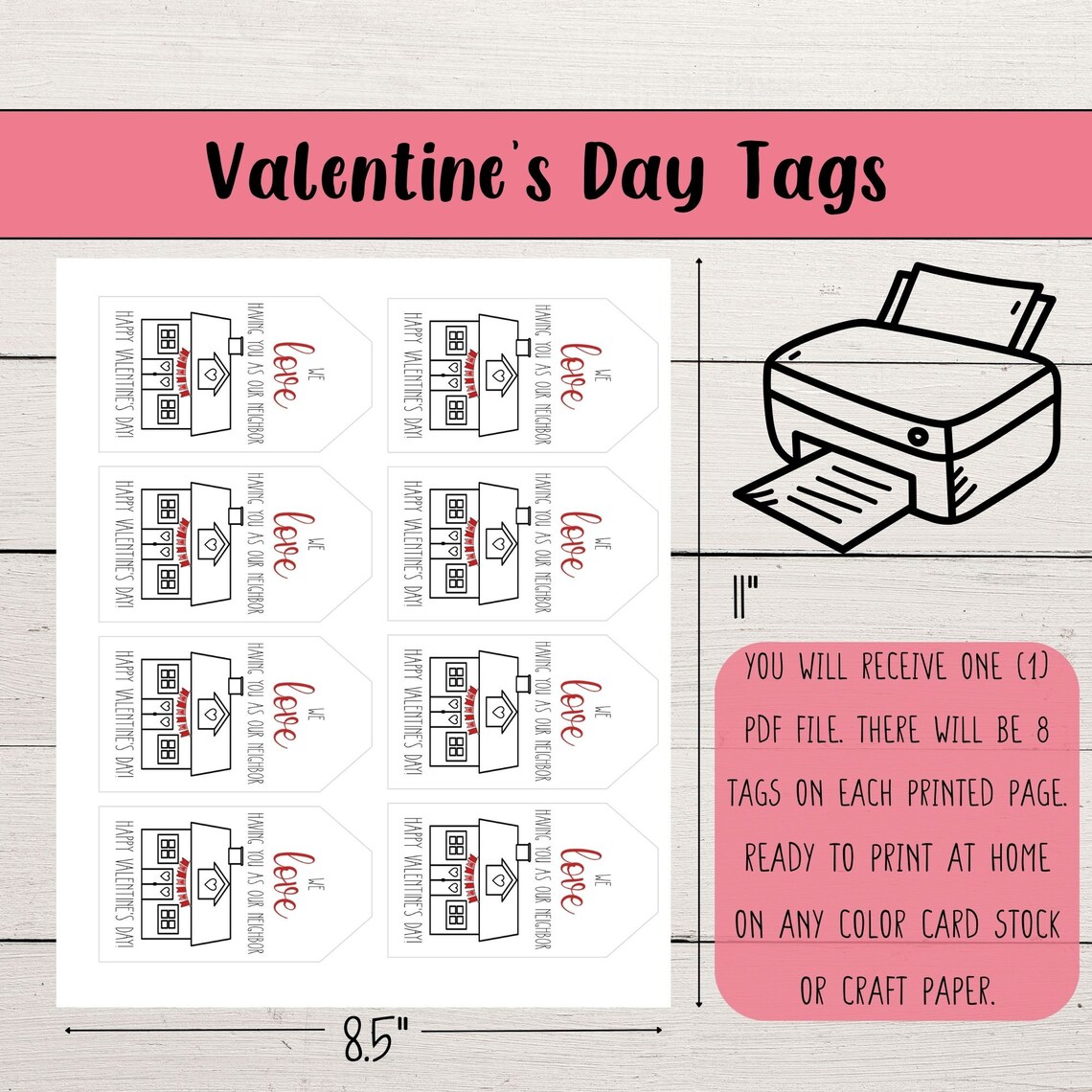 Valentine's Day Neighbor Gift Tag, Printable Gift Tag, Neighbor Gift ...