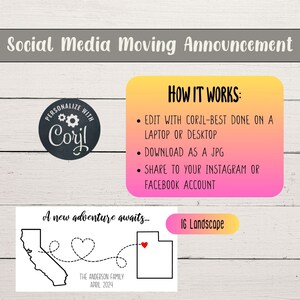 Editable Social Media Moving Announcement, State to State Move, PCS ...