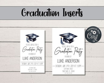 Graduation Party Invitation Template, Graduation Insert - Etsy