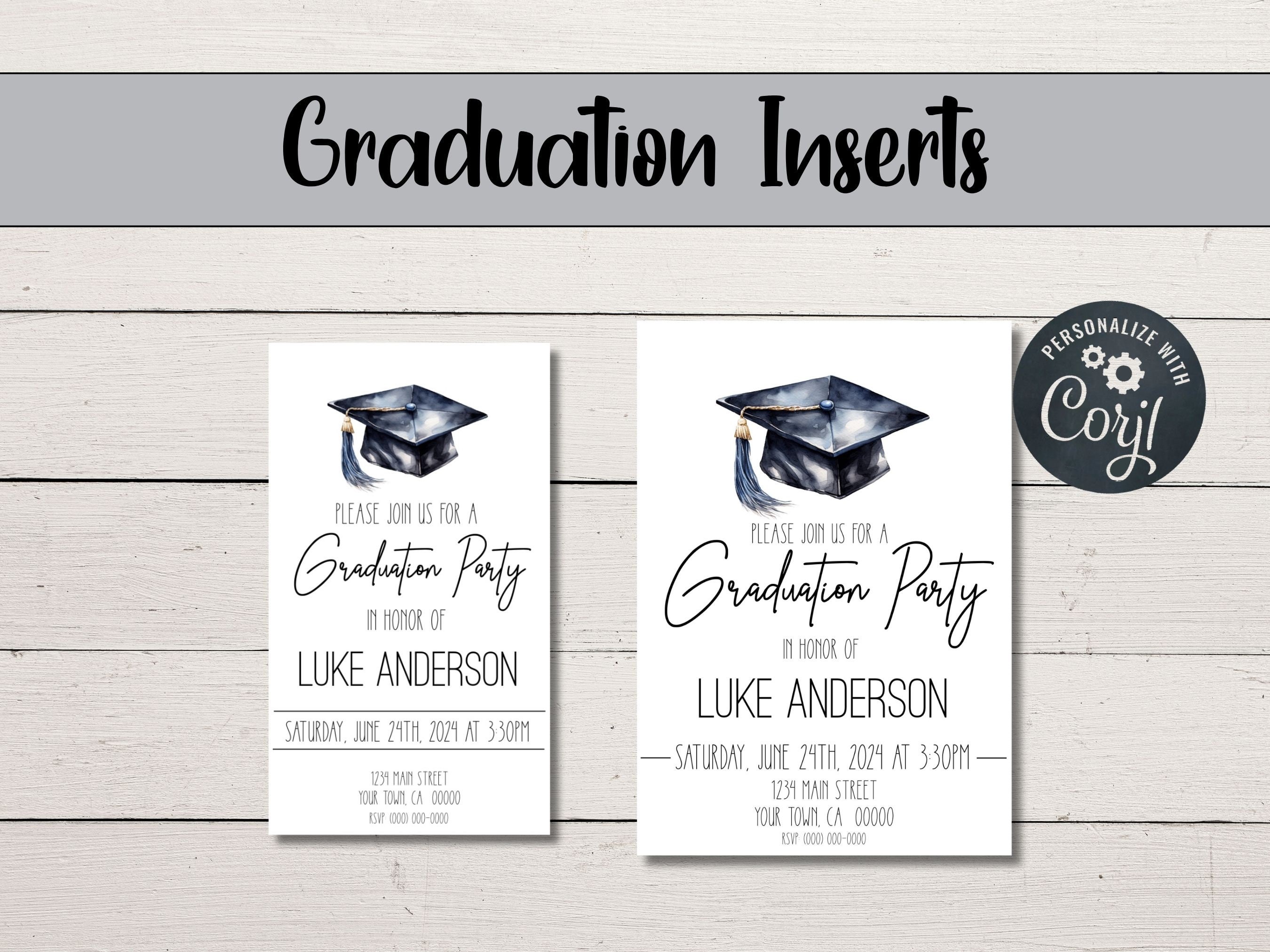 Graduation Party Invitation Template, Graduation Insert - Etsy