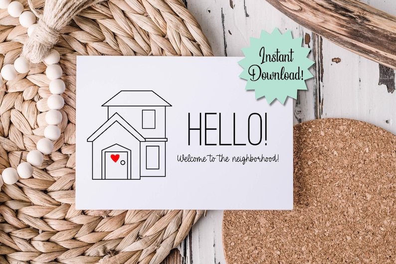 Welcome to the Neighborhood Printable Card, Housewarming Greeting Card ...