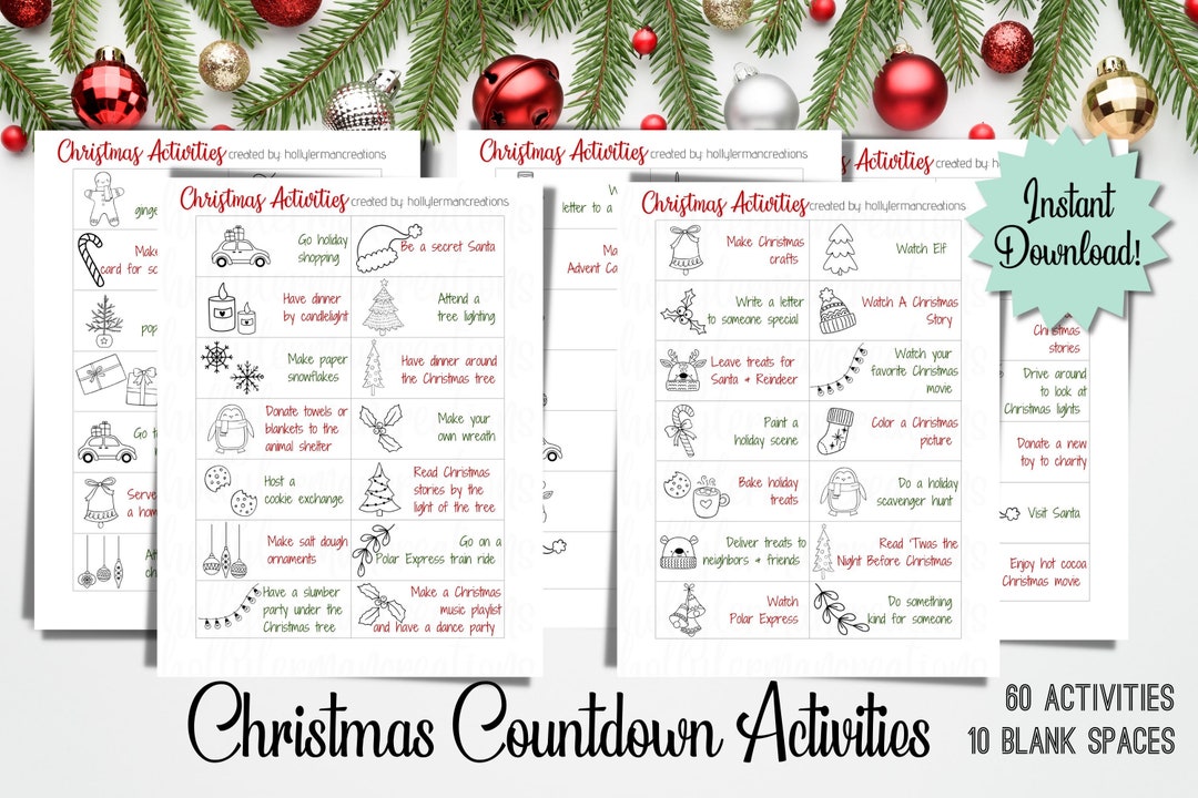 Printable Christmas Countdown Activities, Advent Activities for Kids ...