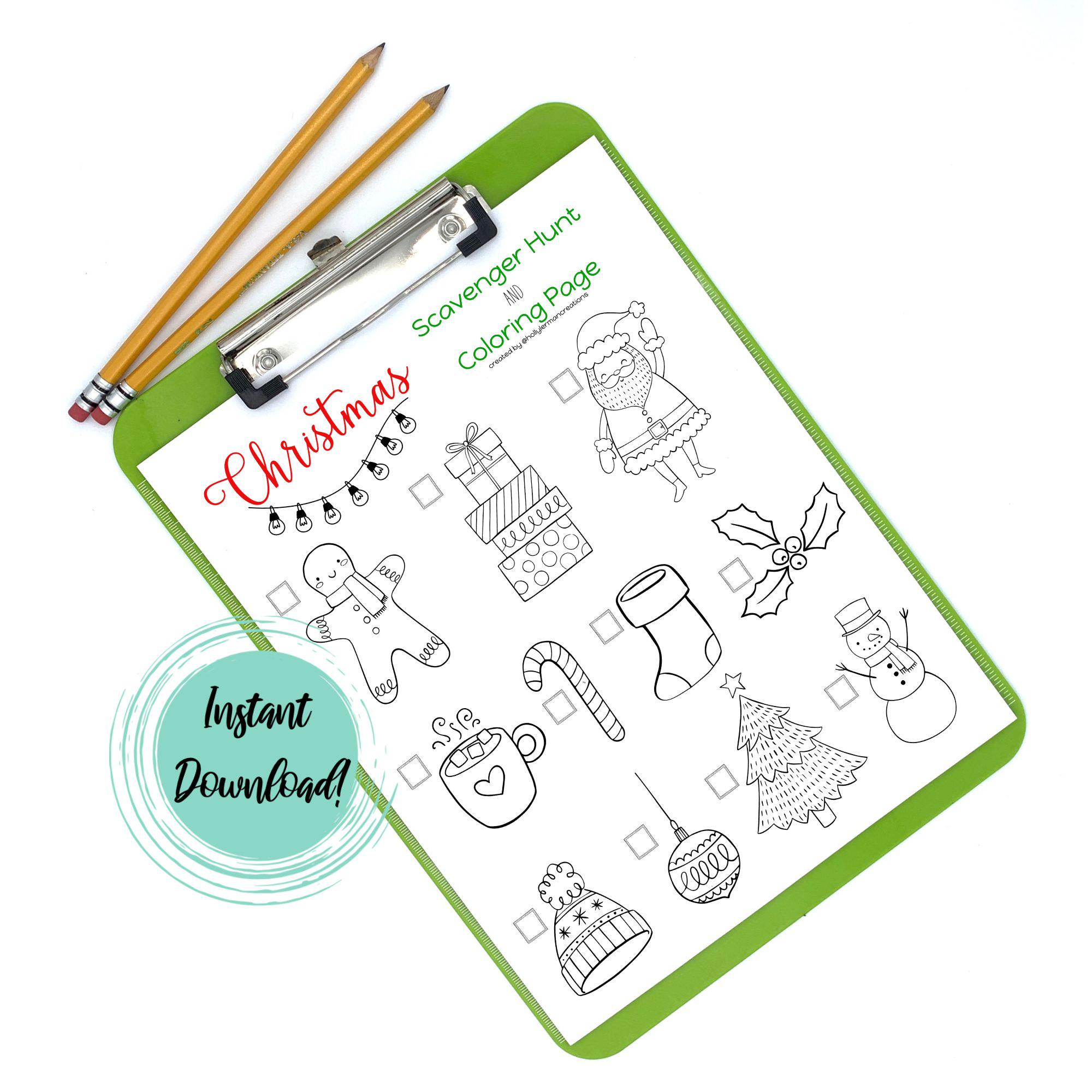 Printable Holiday Scavenger Hunt, Christmas Coloring Page, Advent ...