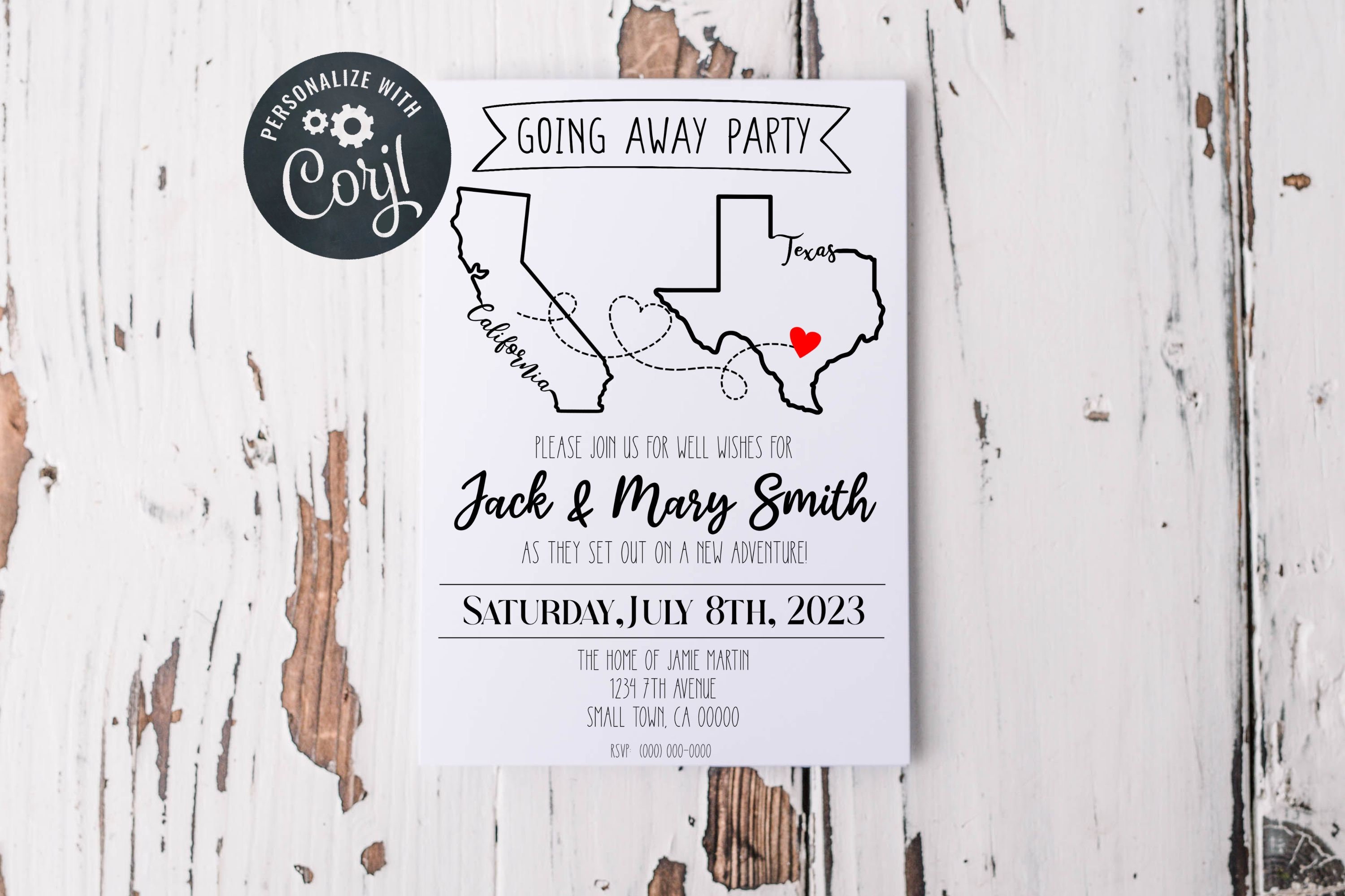 Editable Going Away Party Invitation, Moving Out of State, Military ...