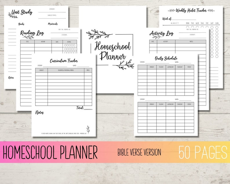 Homeschool Printable Planner, Undated Digital Homeschool Planner ...