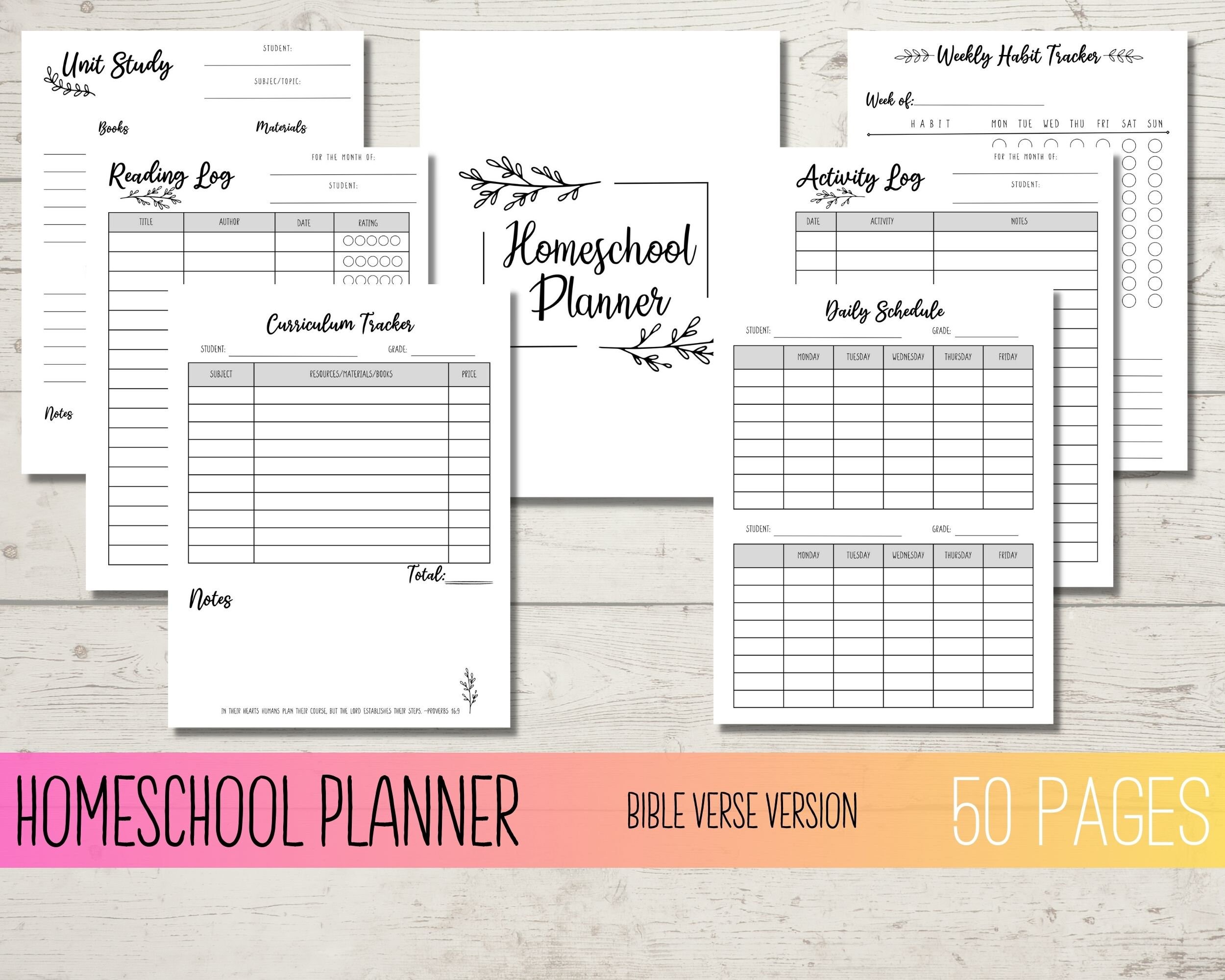 Homeschool Printable Planner Undated Digital Homeschool - Etsy