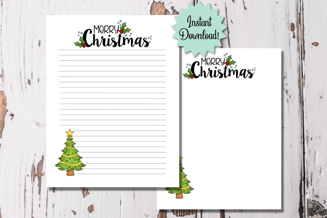 Printable Lined Stationary Christmas Themed Stationary Kids - Etsy