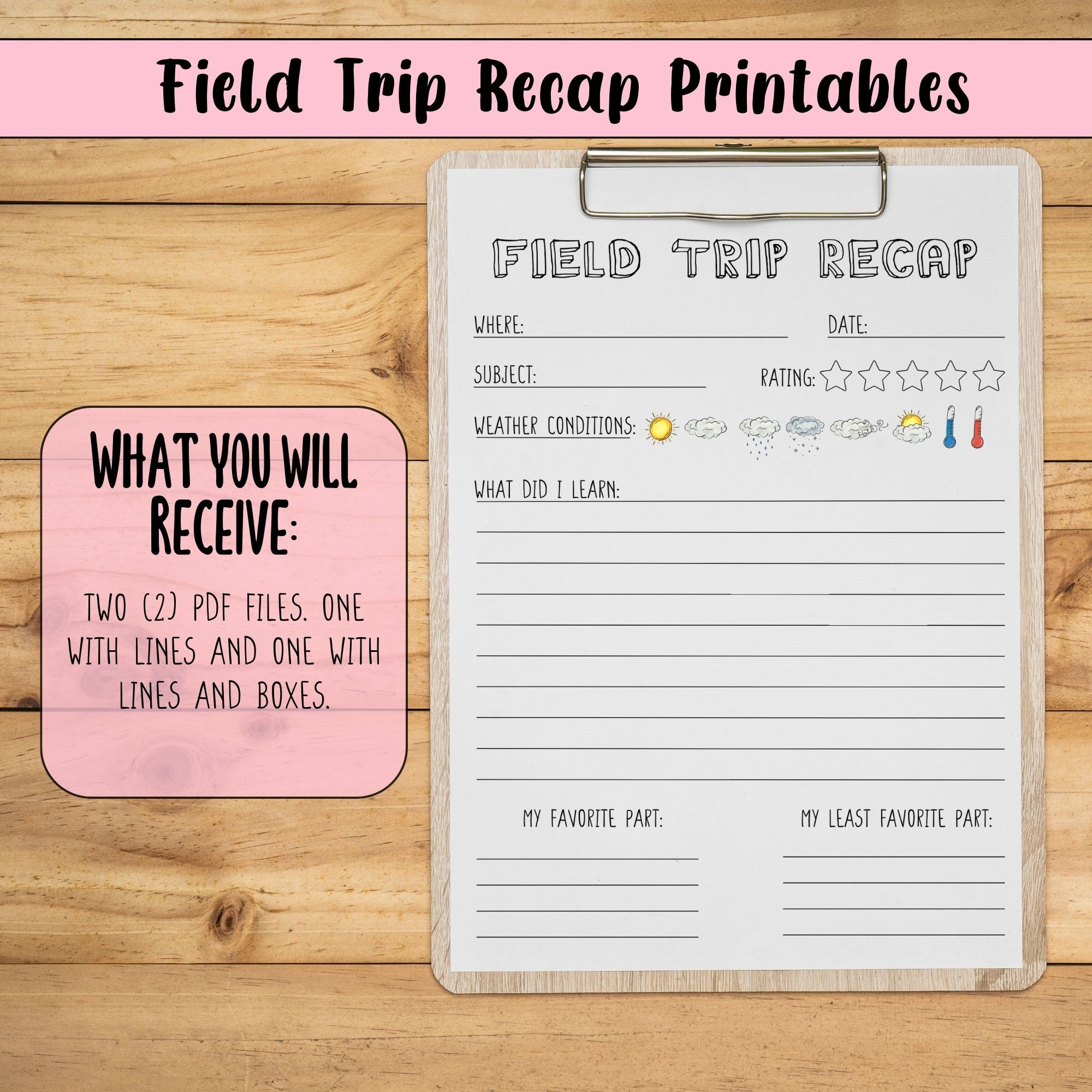 Printable Field Trip Recap - Etsy