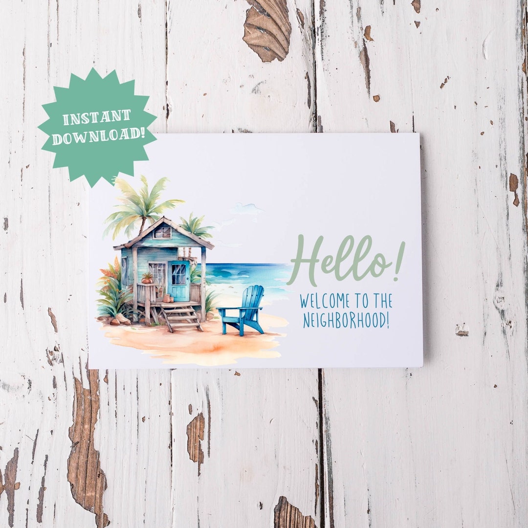 Welcome to the Neighborhood Printable Card, Housewarming Greeting Card ...