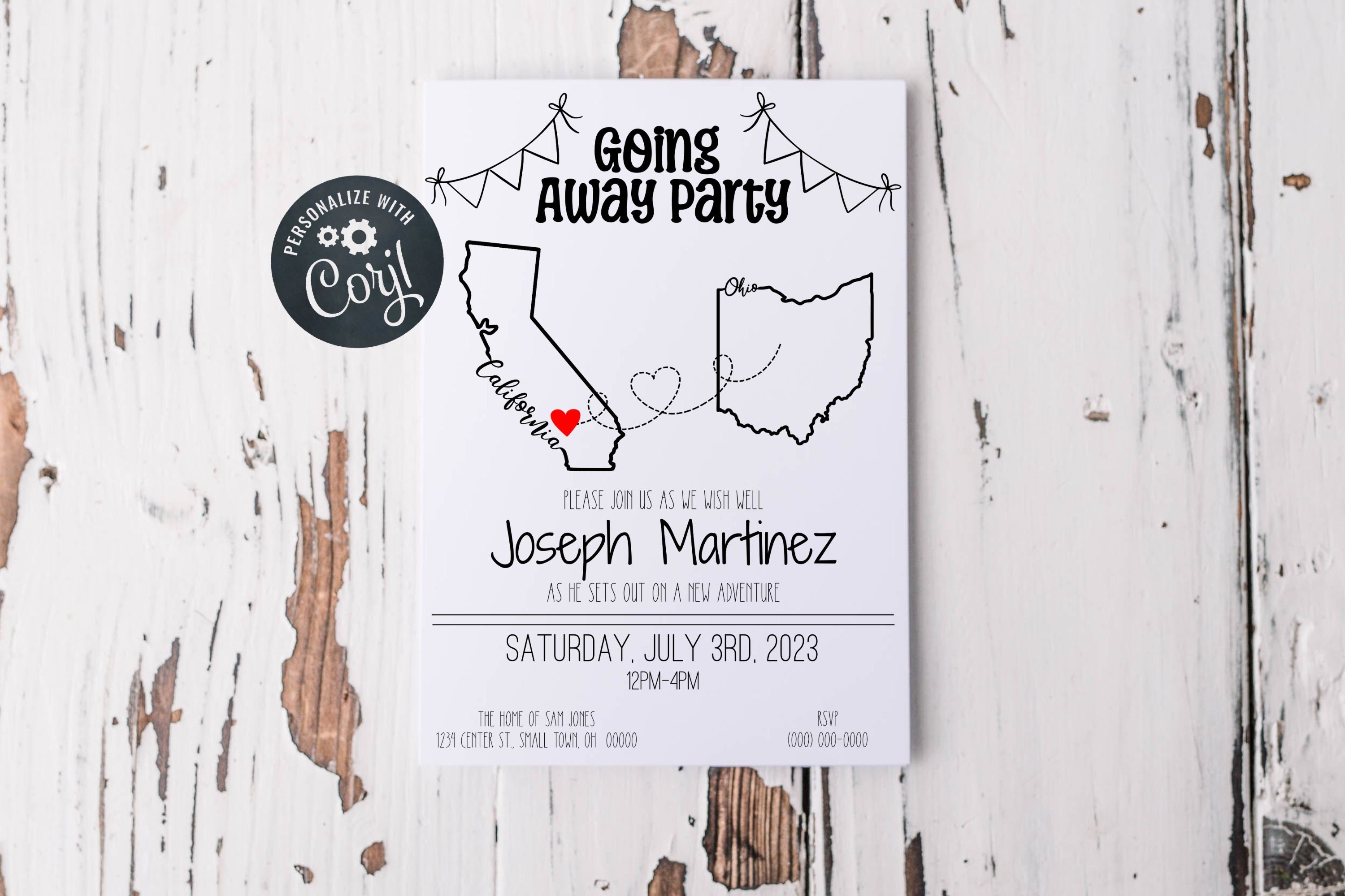Editable Going Away Party Invitation, Moving Out of State, Military ...